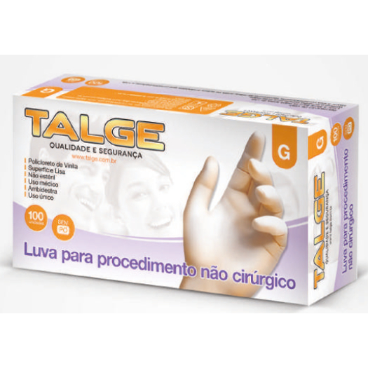 Luva Descartável de Vinil SEM Pó P/M/G Cx c/100 Unidades Oferta Talge ...