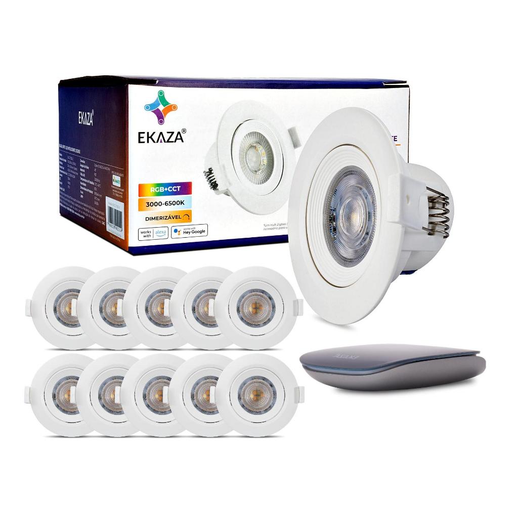 Spot Led Inteligente Zigbee Rgb Embutir Direcionável Alexa Kit 10 Peças ...