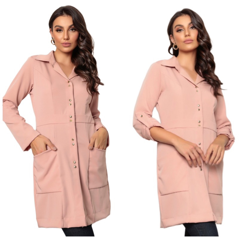 Jaleco Feminino LUXO Gabardine com Elastano Nude Kiev | Shopee Brasil