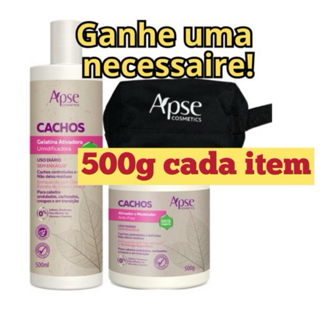 Kit Finalizadores Apse Creme De Pentear Ativador Cachos + Gelatina Ativadora 500ml | Shopee Brasil