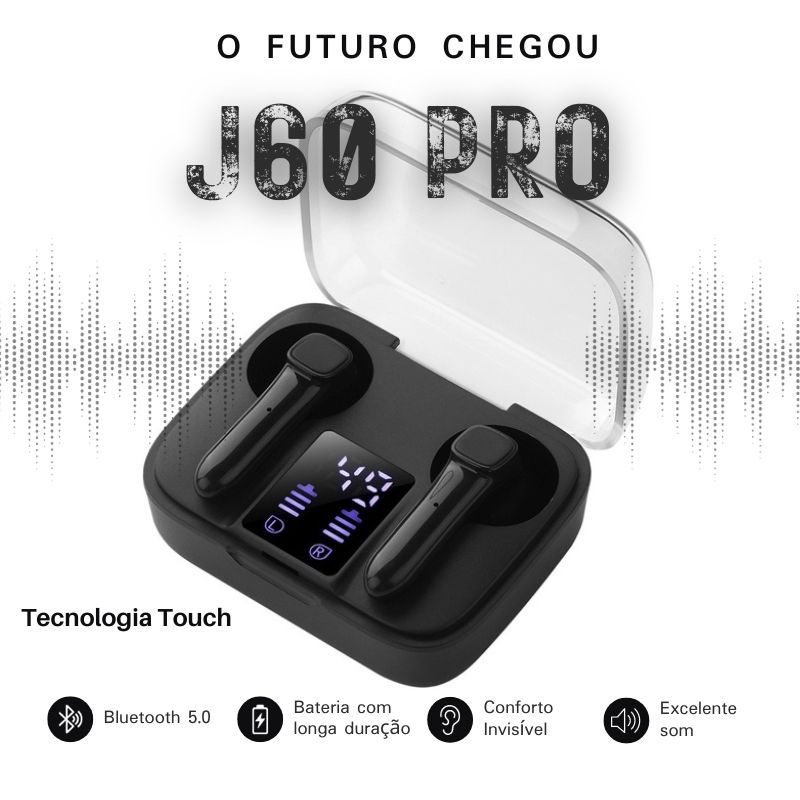Fone Sem Fio Bluetooth J60 PRO Com Case Digital | Shopee Brasil