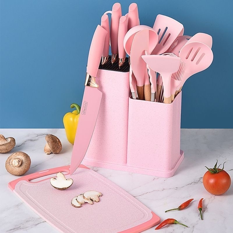 Conjunto De 19 Pçs De Cozinha Em Silicone Com Cabo Em Madeira - Kit ...