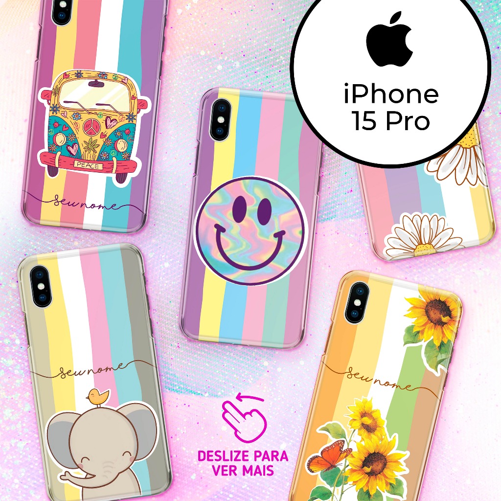 Capa Capinha - iPhone 15 Pro - Arco-íris Ilustrada | Shopee Brasil