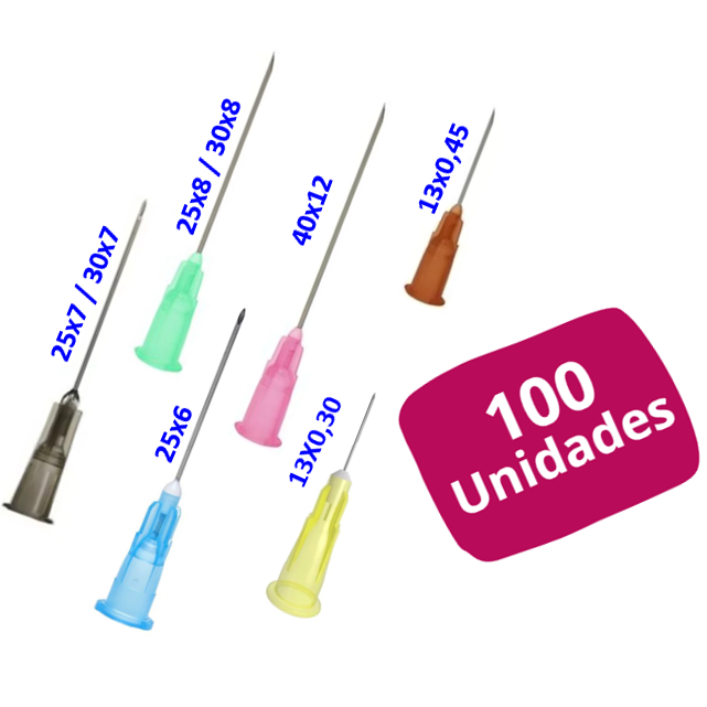 Agulha Descartável P/ Seringas 100 Unid. Vários Tamanhos - Escorrega o ...