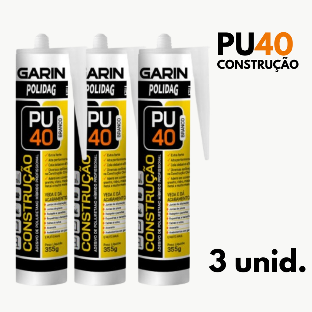 Selante Pu 40 Construção 355g - cinza c/3 unid. | Shopee Brasil