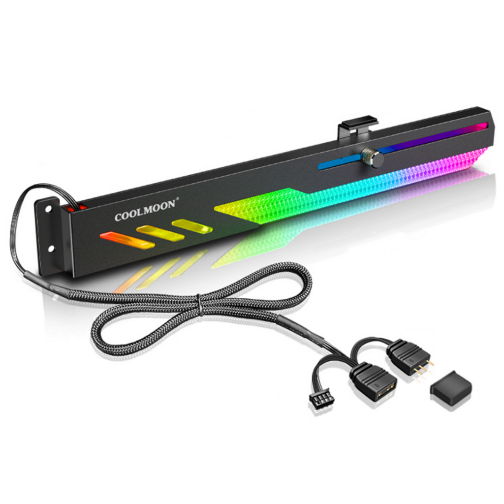 Suporte Placa de Vídeo Gpu Horizontal Led Argb 5v 3 Pinos Coolmoon Gt8 ...