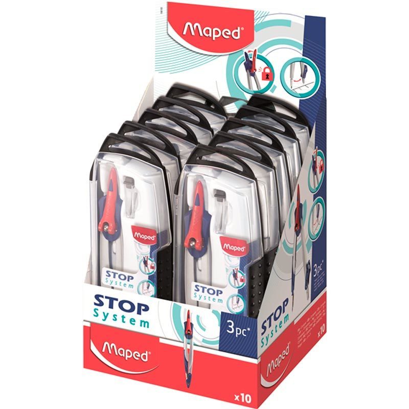 Compasso Stop System 3 Peças Com Estojo Maped | Shopee Brasil