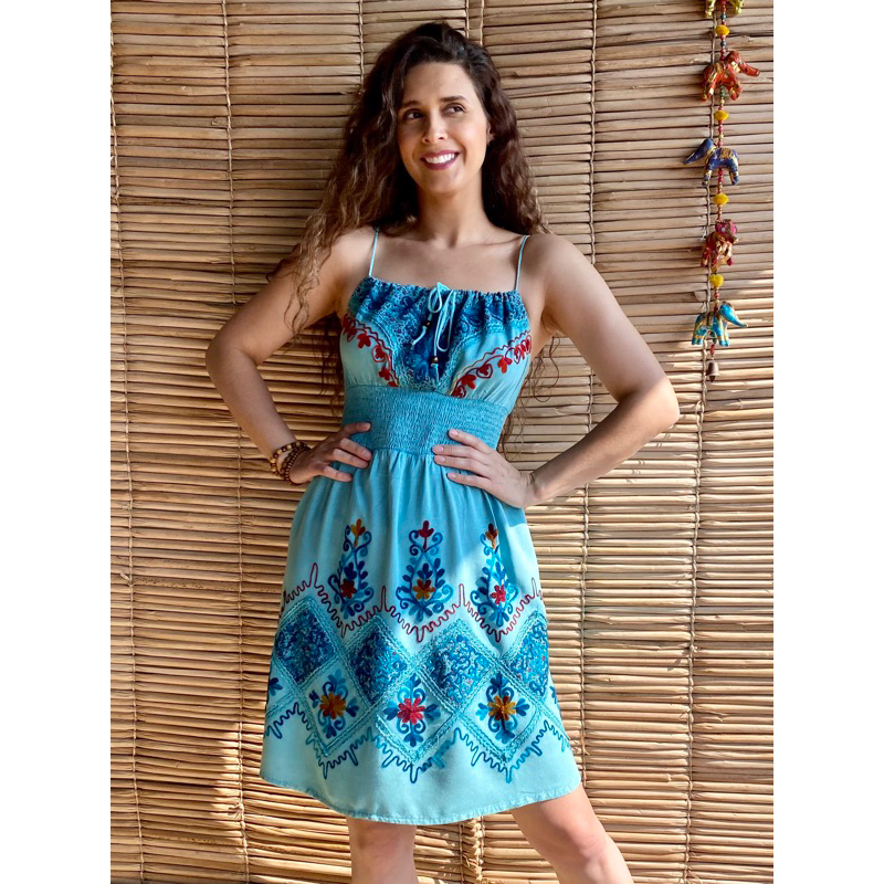 Vestido Indiano Curto Bordado Alça Moda Indiana Feminina Modelo ...
