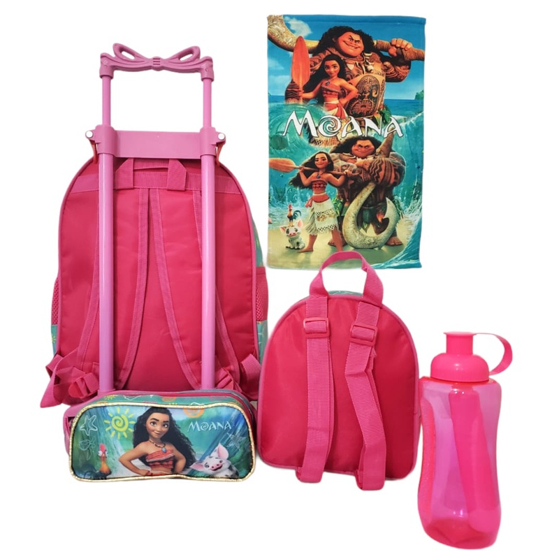 KIT MOCHILA ESCOLAR MOANA DE RODINHAS + ESTOJO + LANCHEIRA | Shopee Brasil
