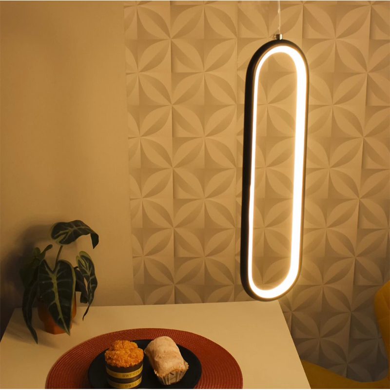 Pendente Led Moderno Oval Slim Preto Fosco Minimalista 13w Branco ...
