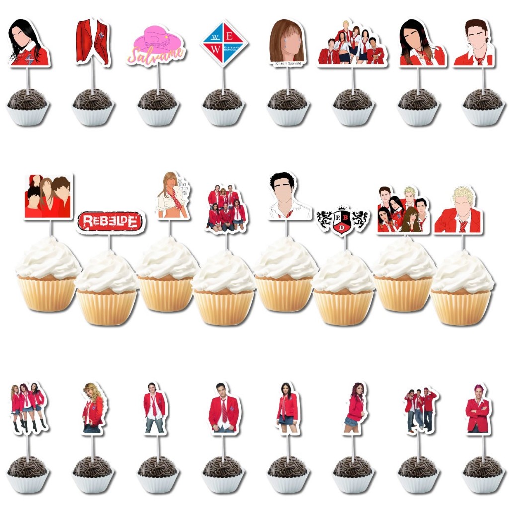 Toppers de Docinhos e Cupcake Rebelde RBD Festa de Aniversário ...