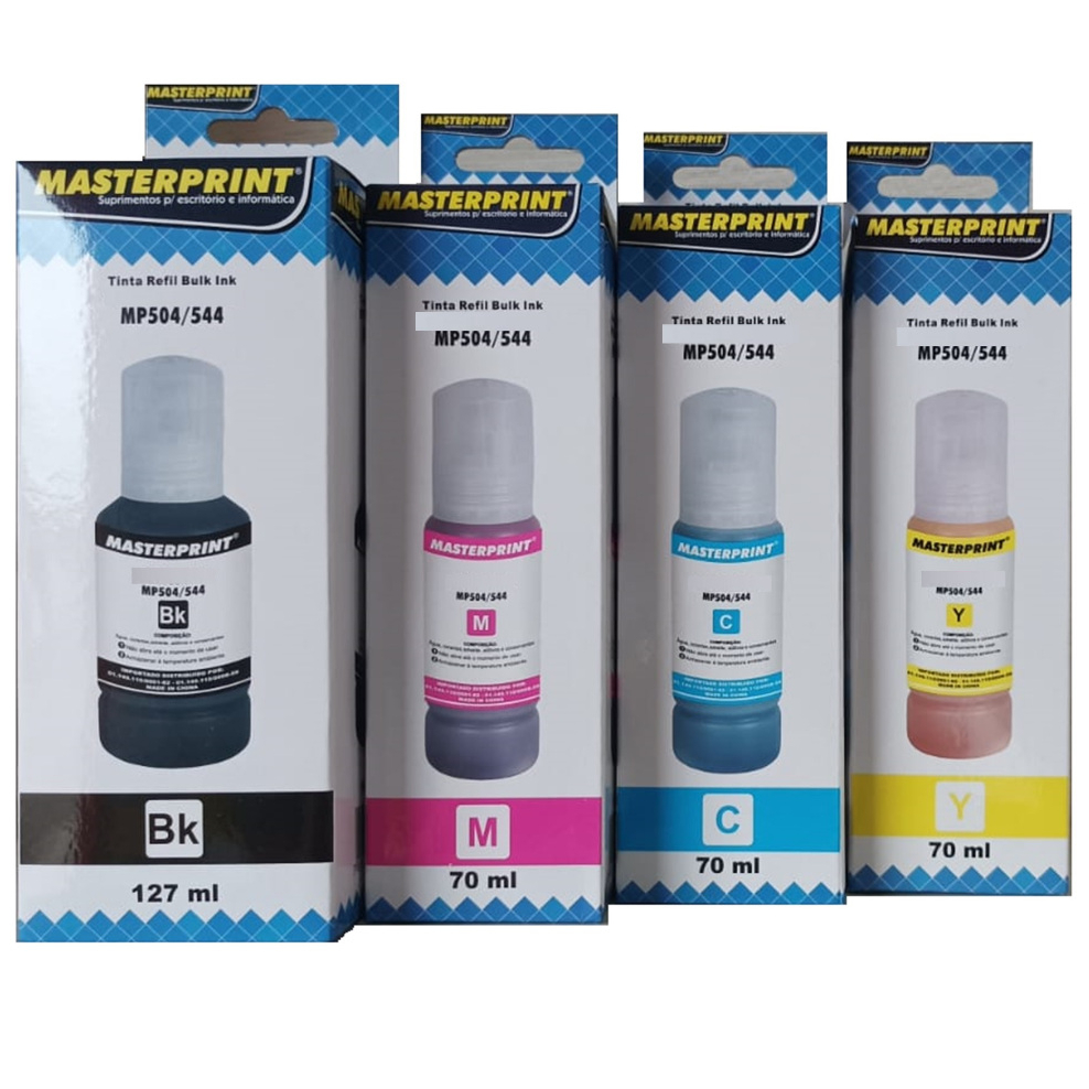 Refil de Tinta Masterprint 504 544 Compatível impressoras L3110 L3150 L4150 L4160 L5190 L6161 ...