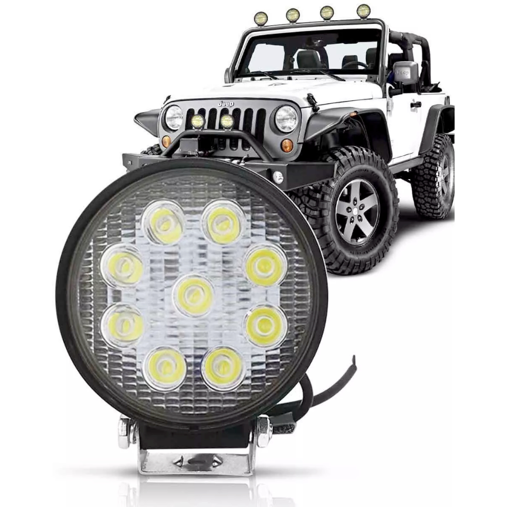 Farol De Milha Off Road Led 27w 6000k 12v/24v Bivolt 9 Leds | Shopee Brasil