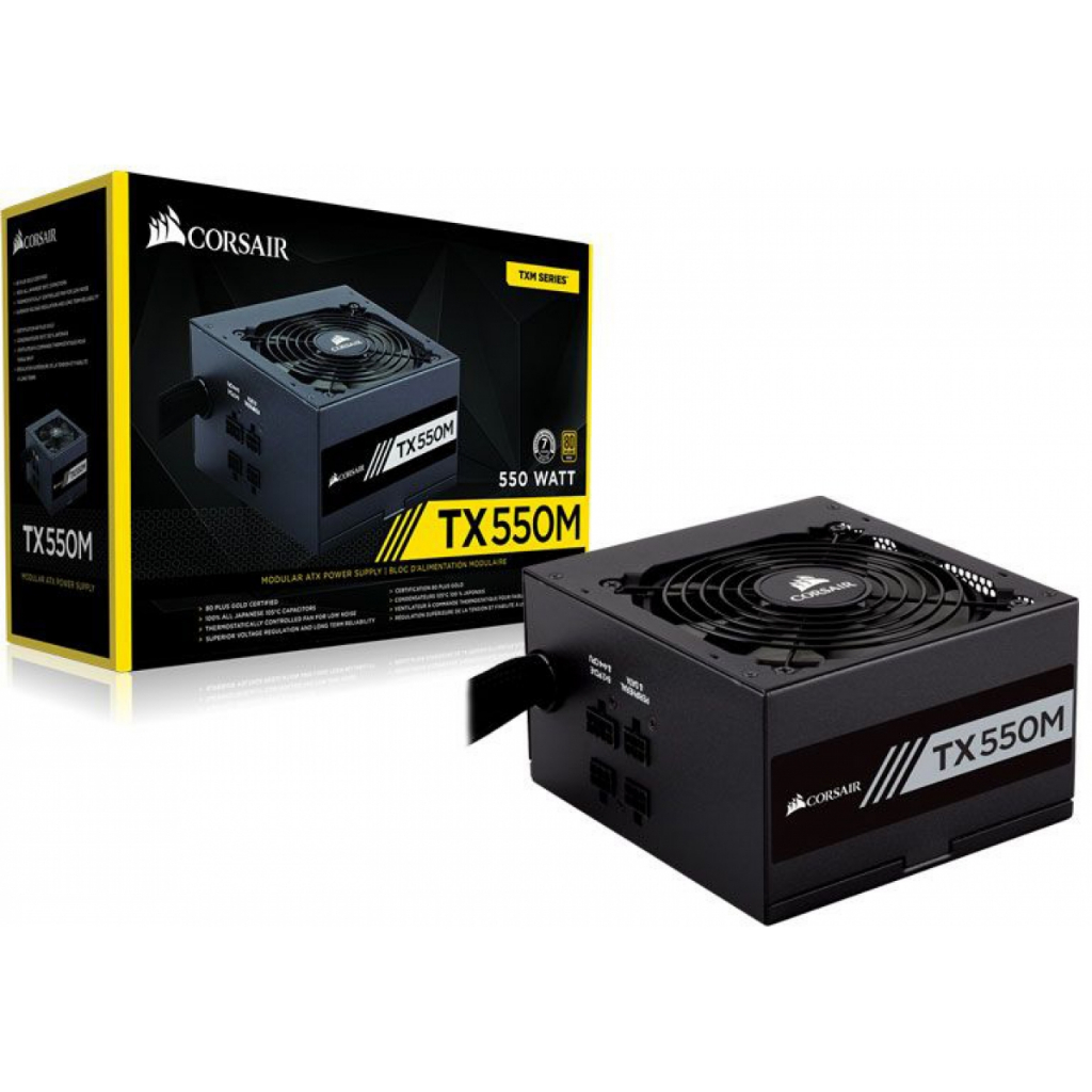 FONTE CORSAIR TX550M 550W 80 PLUS GOLD SEMI-MODULAR PFC ATIVO - Faz a Boa!