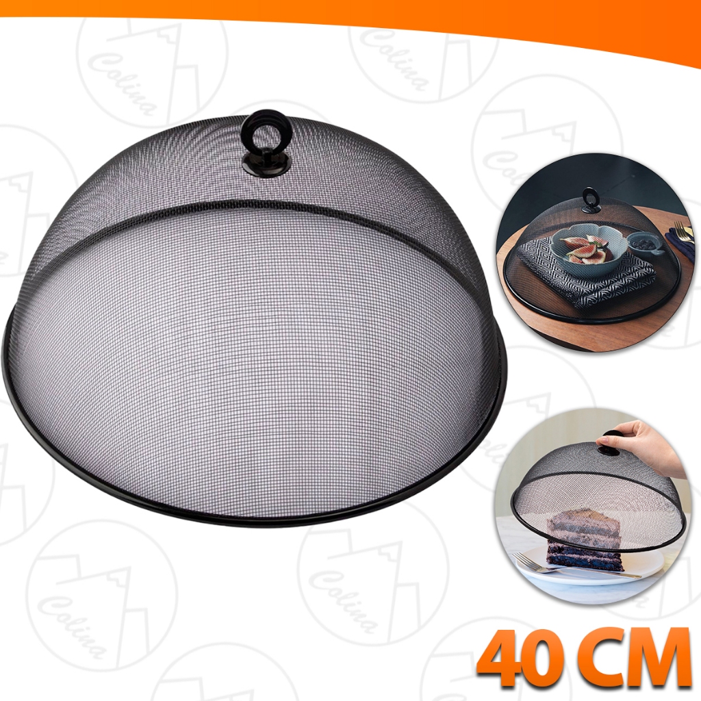 Tela Protetora Para Alimentos Redonda de Metal 40cm Pães Bolos Frutas ...