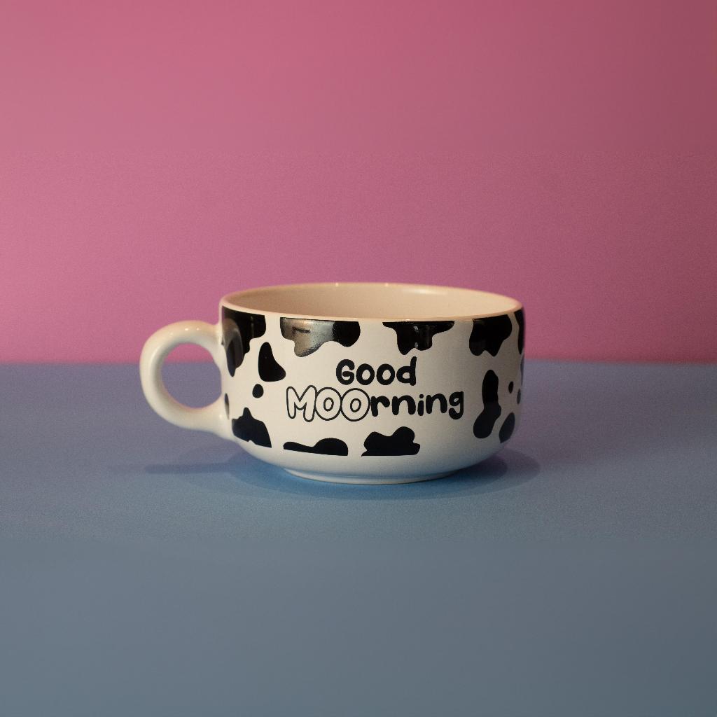 Caneca de Porcelana - vaquinha good Morning xícara para café chá 500ml ...