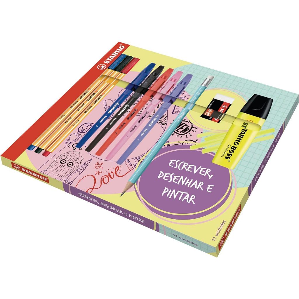 Kit Stabilo Escrever, Desenhar e Pintar point 88, BOSS ORIGINAL Re ...