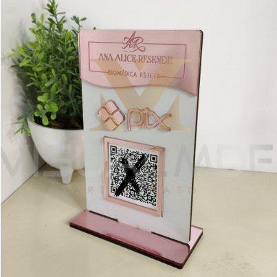 Placa Display Qr Code Pix Com a Logo Personalizada em MDF e Acrílico ...