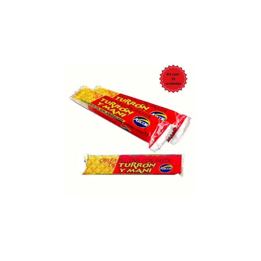Torrone Arcor Turron y mani caixa com 25 unidades de 25g cada ...