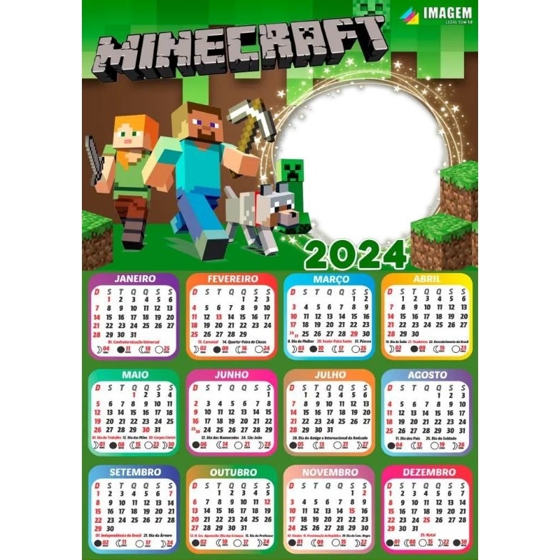 Calendário Minecraft com sua Foto | Shopee Brasil