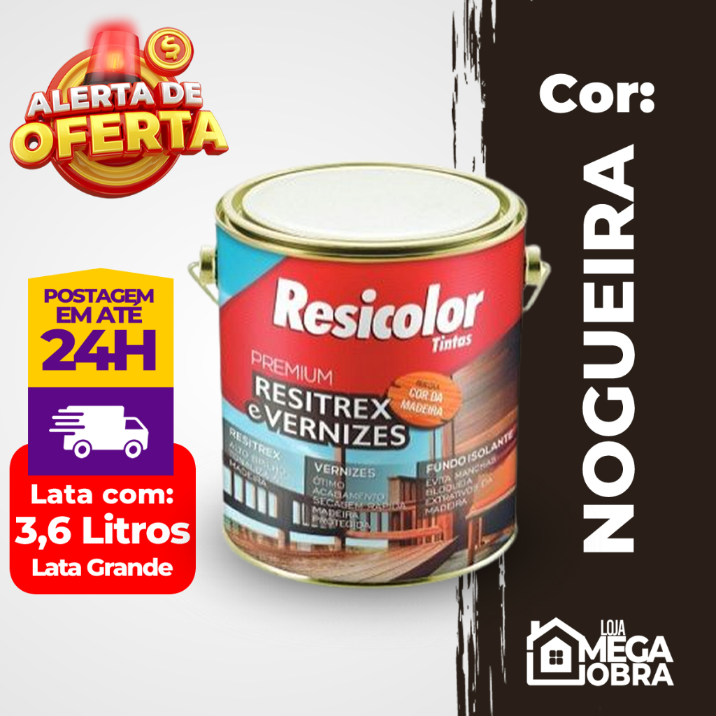 Verniz Proteção para Madeira Brilhante Tingidor Resitrex lata Galão Cor ... Verniz Proteção para Madeira Brilhante Tingidor Resitrex lata Galão Cor ...