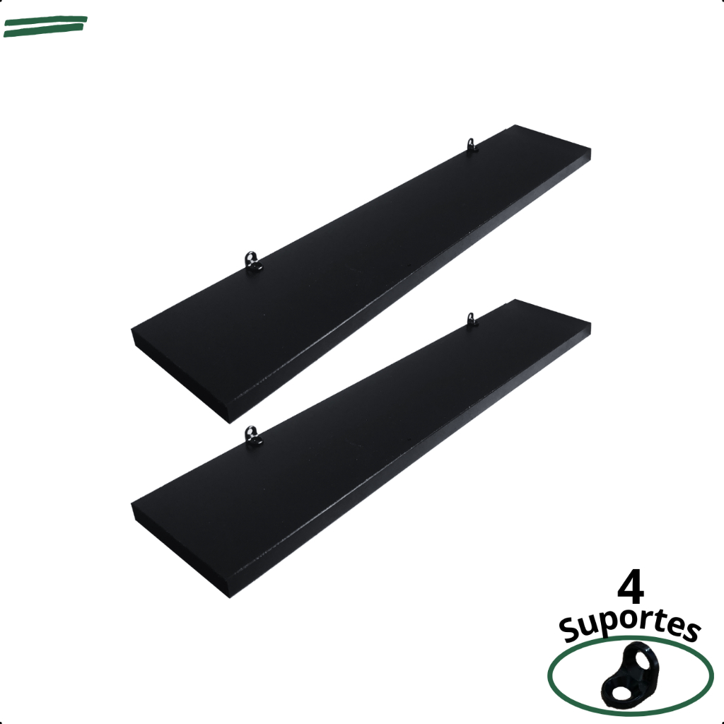 Kit 2 Prateleira Preta 50X10 + Suporte Flutuante Mdf Organizadora ...
