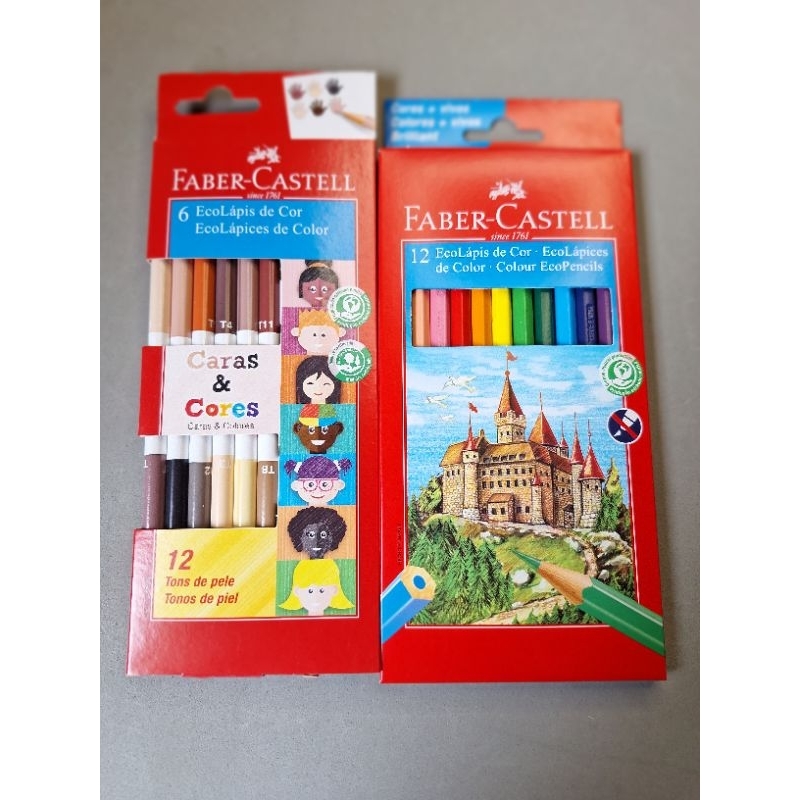 Kit Faber-Castell com 12 básicos e 6 lápis com 12 cores Caras e cores ...