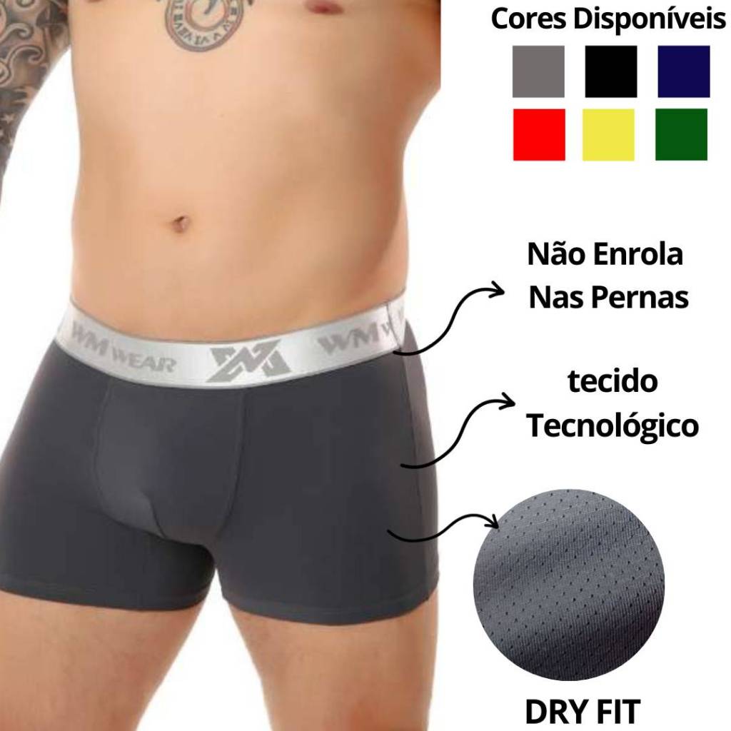 Cueca Box Boxer Poliamida Respirável Confortável Não Enrola Nas Pernas | Shopee Brasil