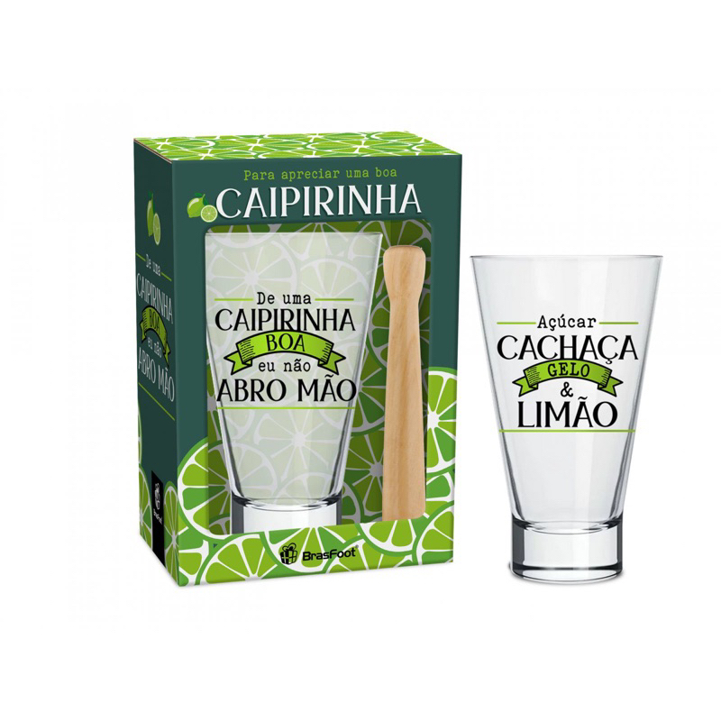 Kit de caipirinha decorado com 2 peças com frase com copo de vidro ...