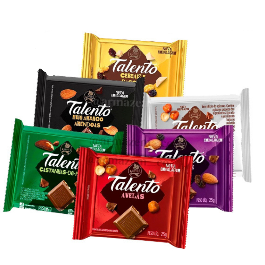 Kit 5 unid. Chocolate Talento 25g Todos os Sabores | Shopee Brasil