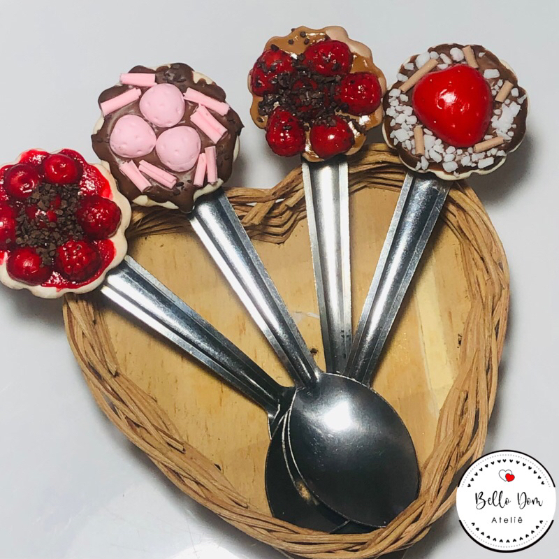 Colheres de café/chá decoradas tortinha doce para o cantinho do café ...