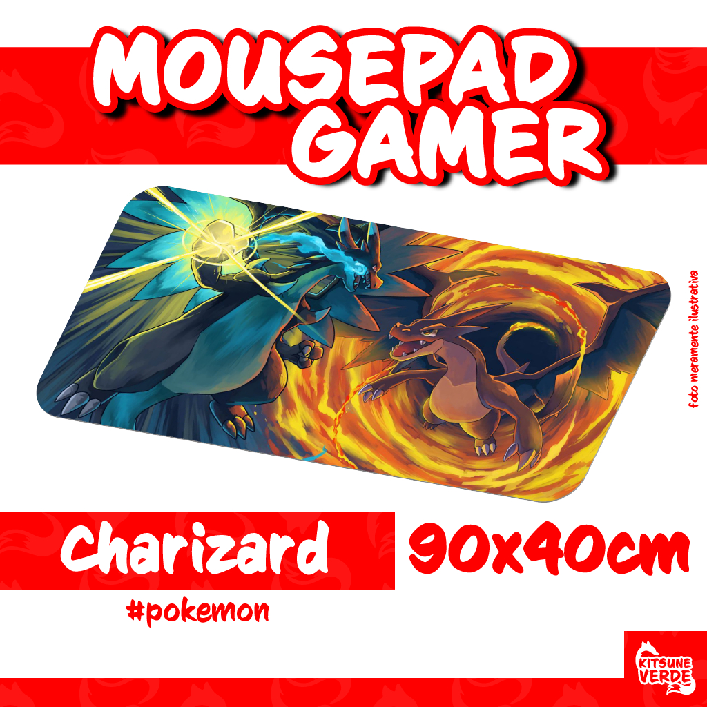 Mouse Pad Gamer Personalizado - Charizard - Pokemon - Anime - 90x40 cm ...