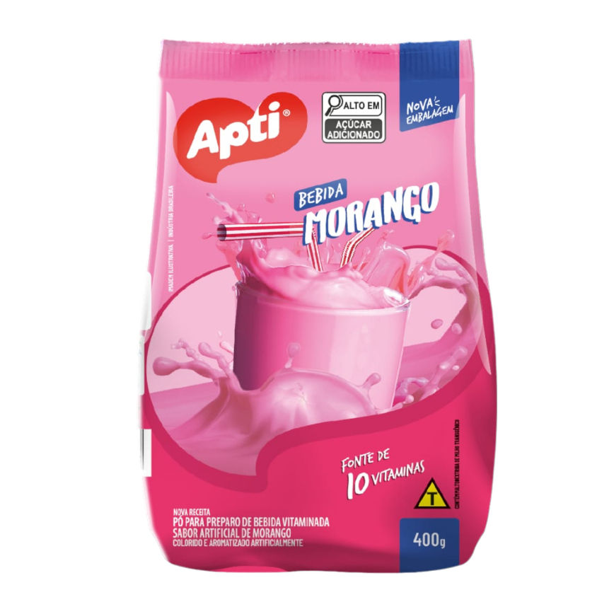 KIT COM 10 PÓ PARA O PREPARO DE BEBIDA SABOR MORANGO 400g APTI | Shopee ...