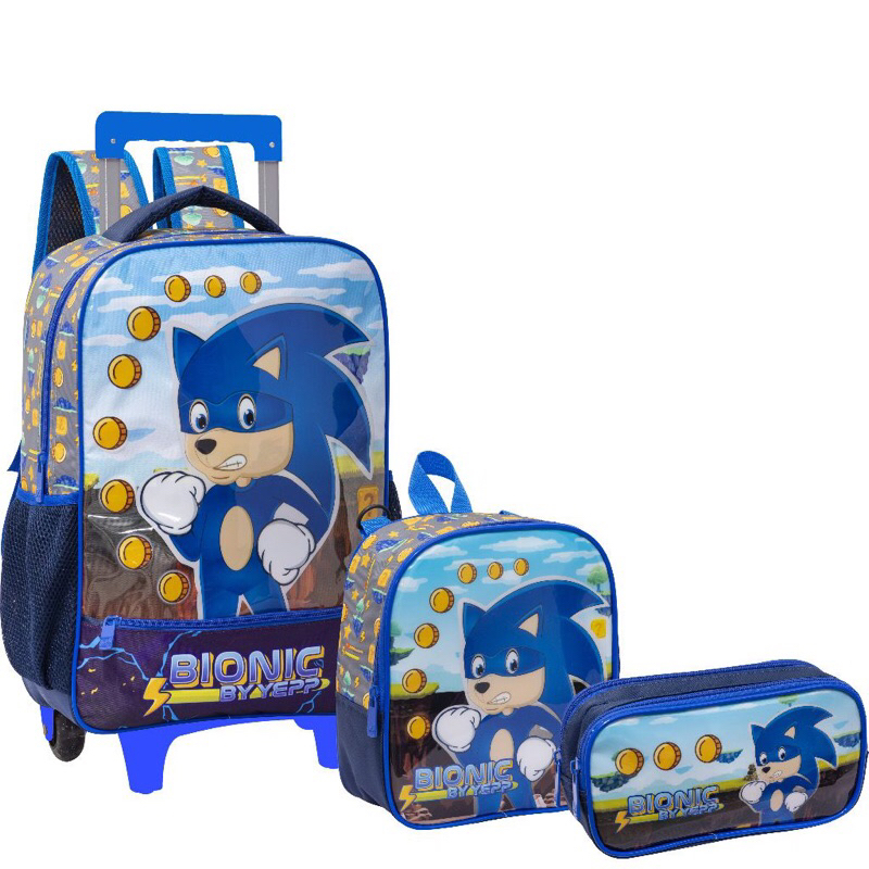 Kit Mochila Rodinha Bionic Com Estojo E Lancheira Infantil Masculino ...