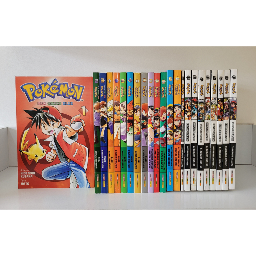 Pokémon RGB (Vol. 1 a 3), Pokémon Yellow (Vol. 1 a 4), Pokémon G&S (Vol. 1 a 7) e Pokémon B&W ...
