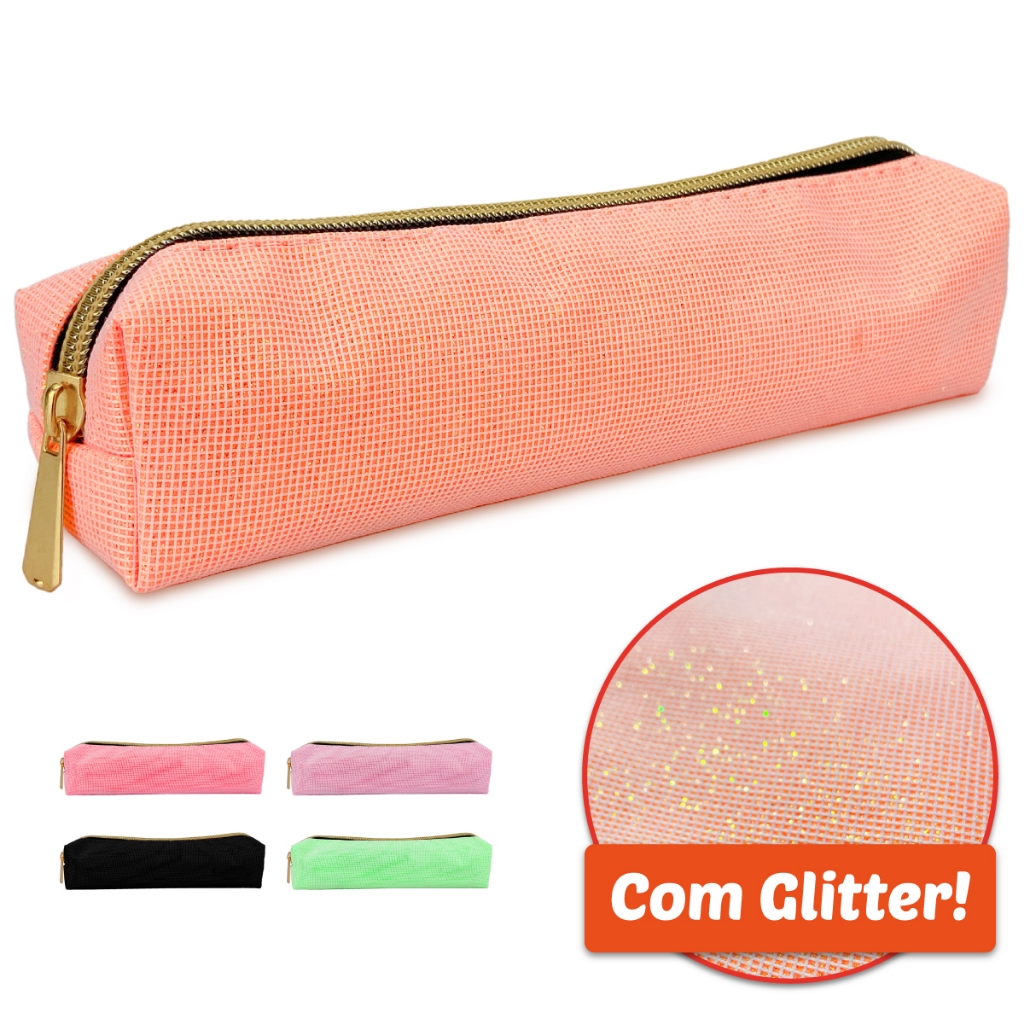 Estojo Escolar Pequeno Compacto Brilhante Com Glitter Barato Faculdade ...