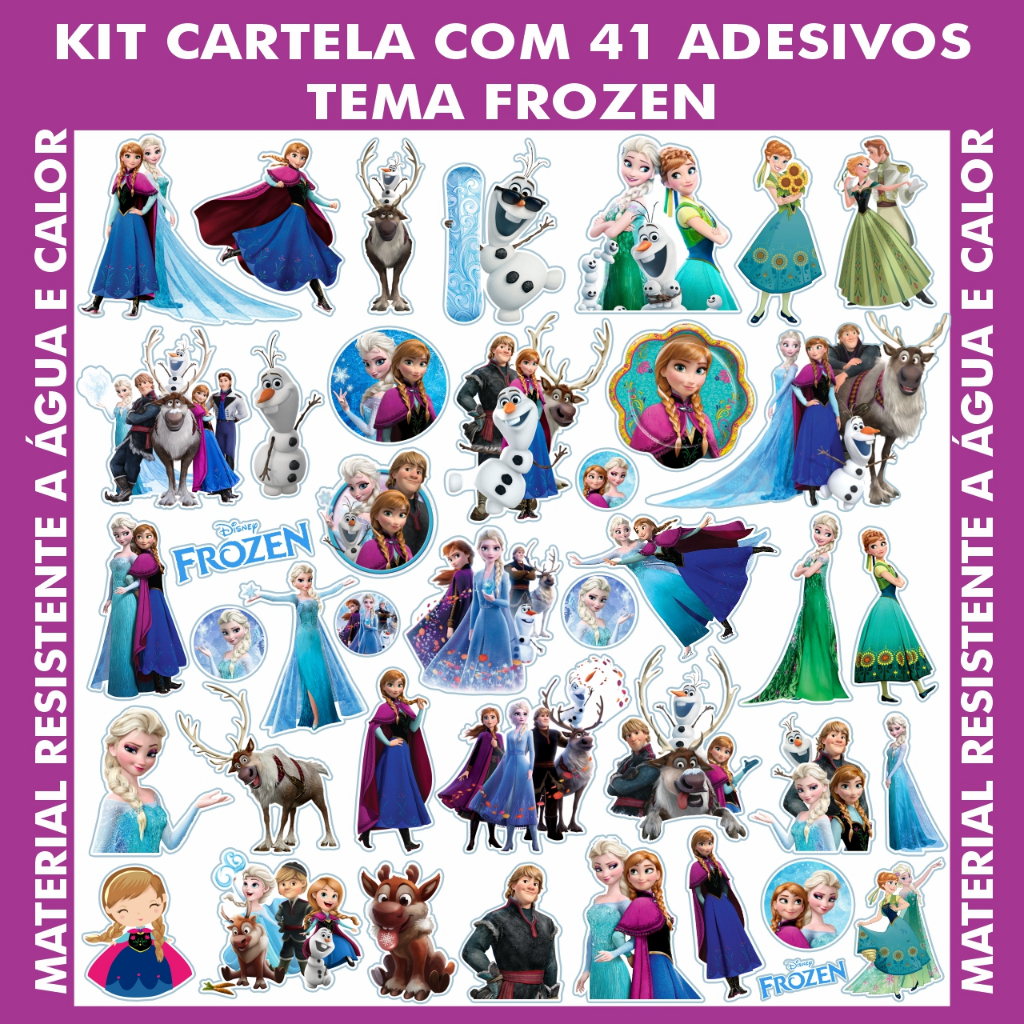 Kit Cartela de Adesivos Tema Frozen c/ 41 Adesivos / Adesivos para Bike ...