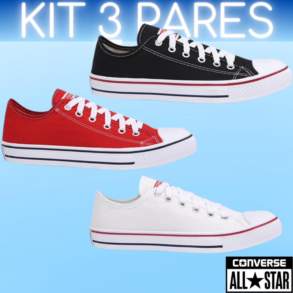 Kit 3 pares de All Star Tênis Allstar Masculino Alstar Converse ...
