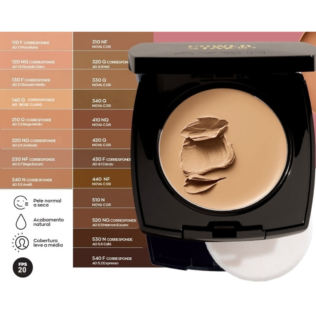 Base Compacta 3 em 1 Power Stay FPS 20 Avon | Shopee Brasil