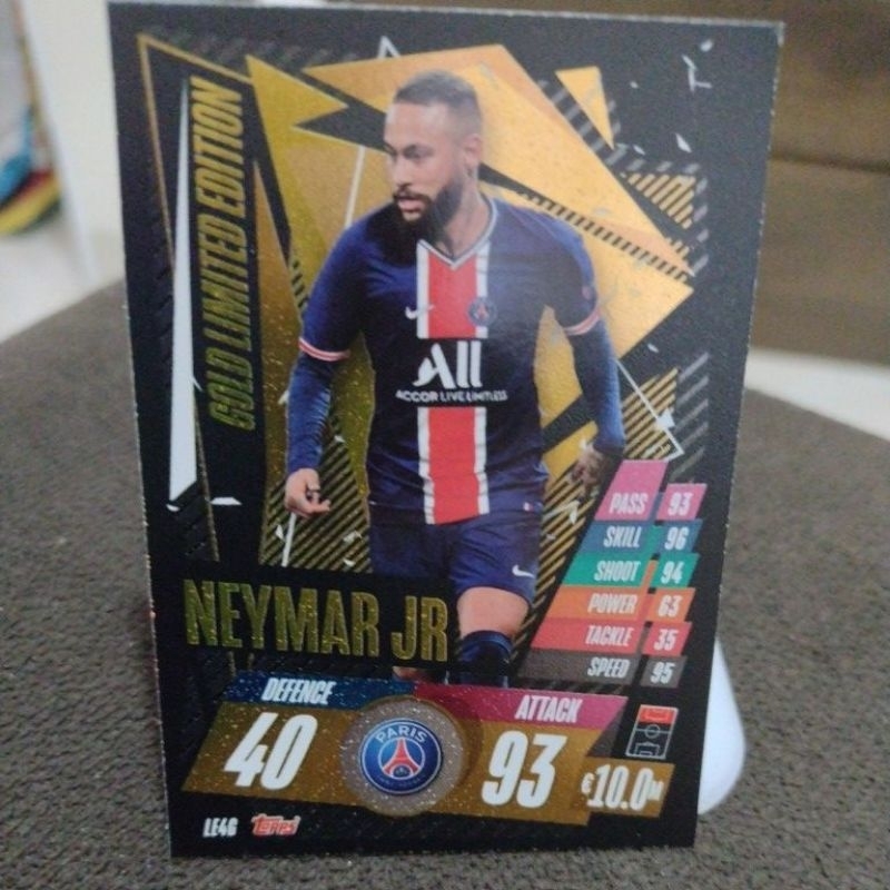GOLD LIMITED EDITION NEYMAR JR Paris Saint-Germain - Match Attax Champions League 2020/2021 ...