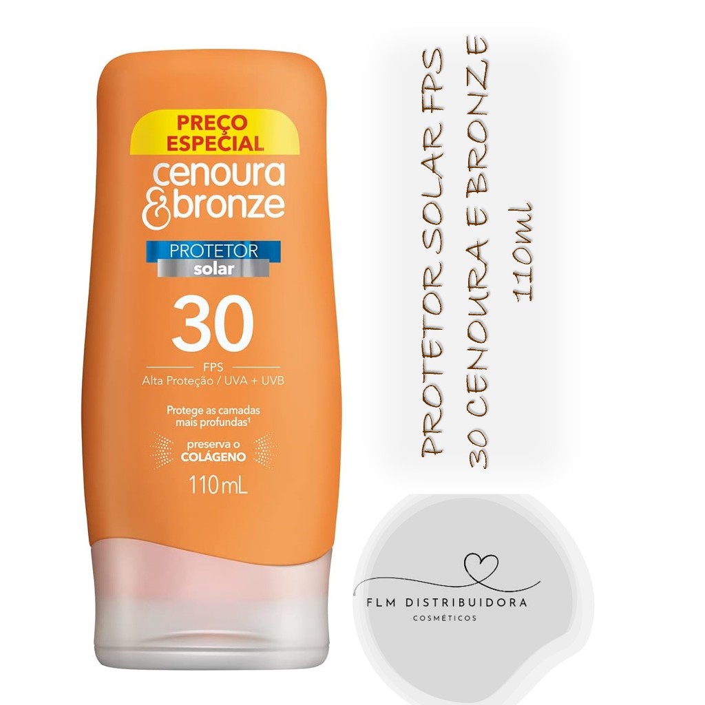 Protetor Solar FPS 30 Cenoura e Bronze 110ml | Shopee Brasil
