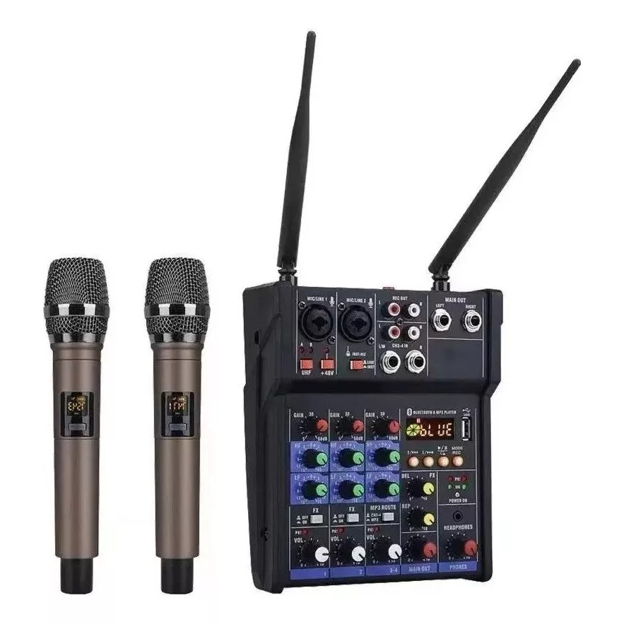 Kit Home Studio Profissional Mesa 4 Canais + 2 Microfones | Shopee Brasil