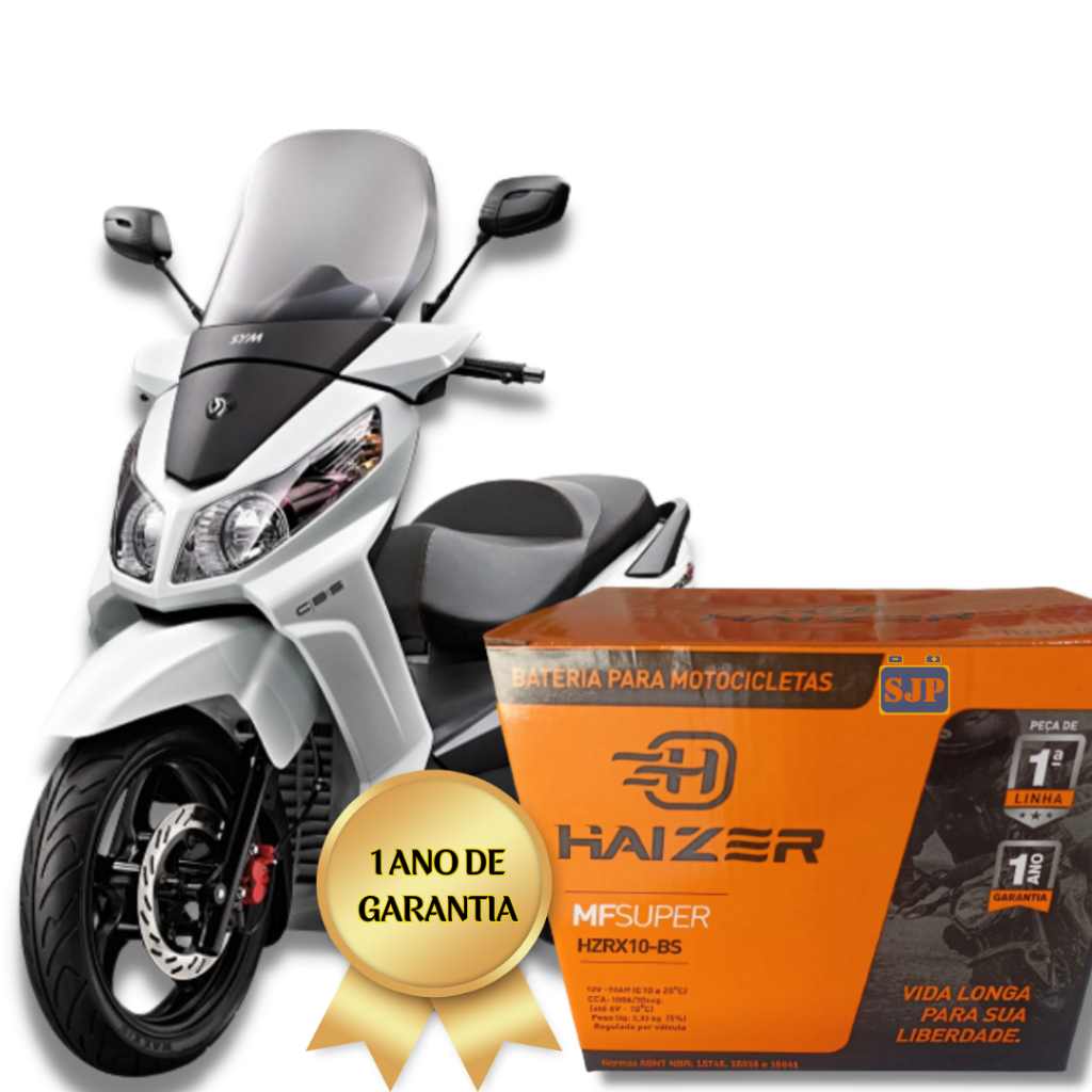 Bateria para moto CITYCOM 300i 2011 em diante HZRX10-BS HAIZER | Shopee ...