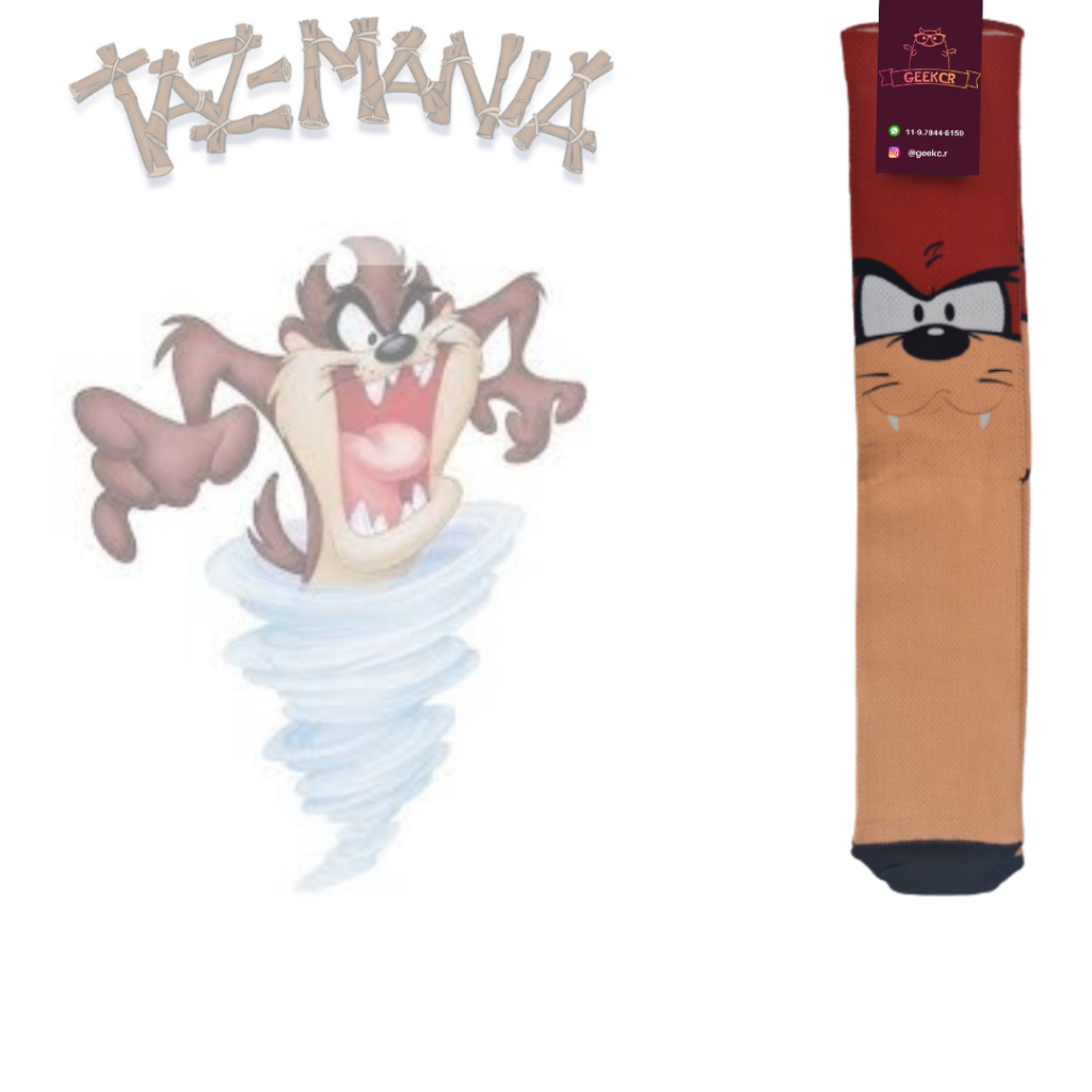Meia sublimação Taz Mania - Looney Tunes | Shopee Brasil