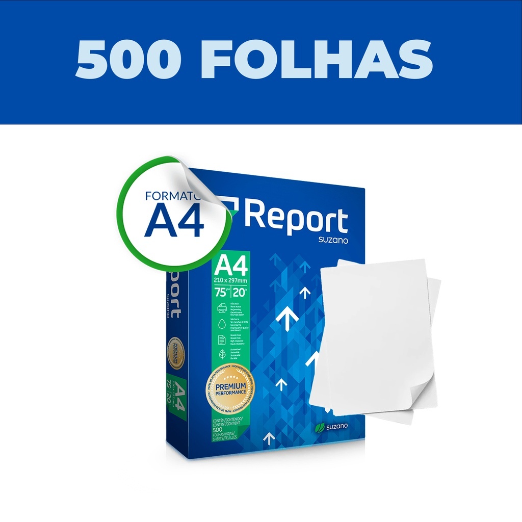 10x Papel Sulfite Report Oficio A4 Branco Resma Com 500 Folhas 75g