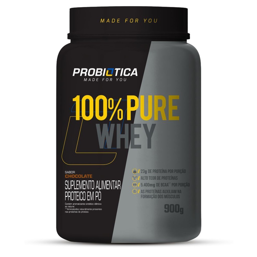 WHEY 100% PURE PROBIÓTICA 900G - SUPLEMENTO EM PÓ - MAX - VÁRIOS SABORES - Faz a Boa!