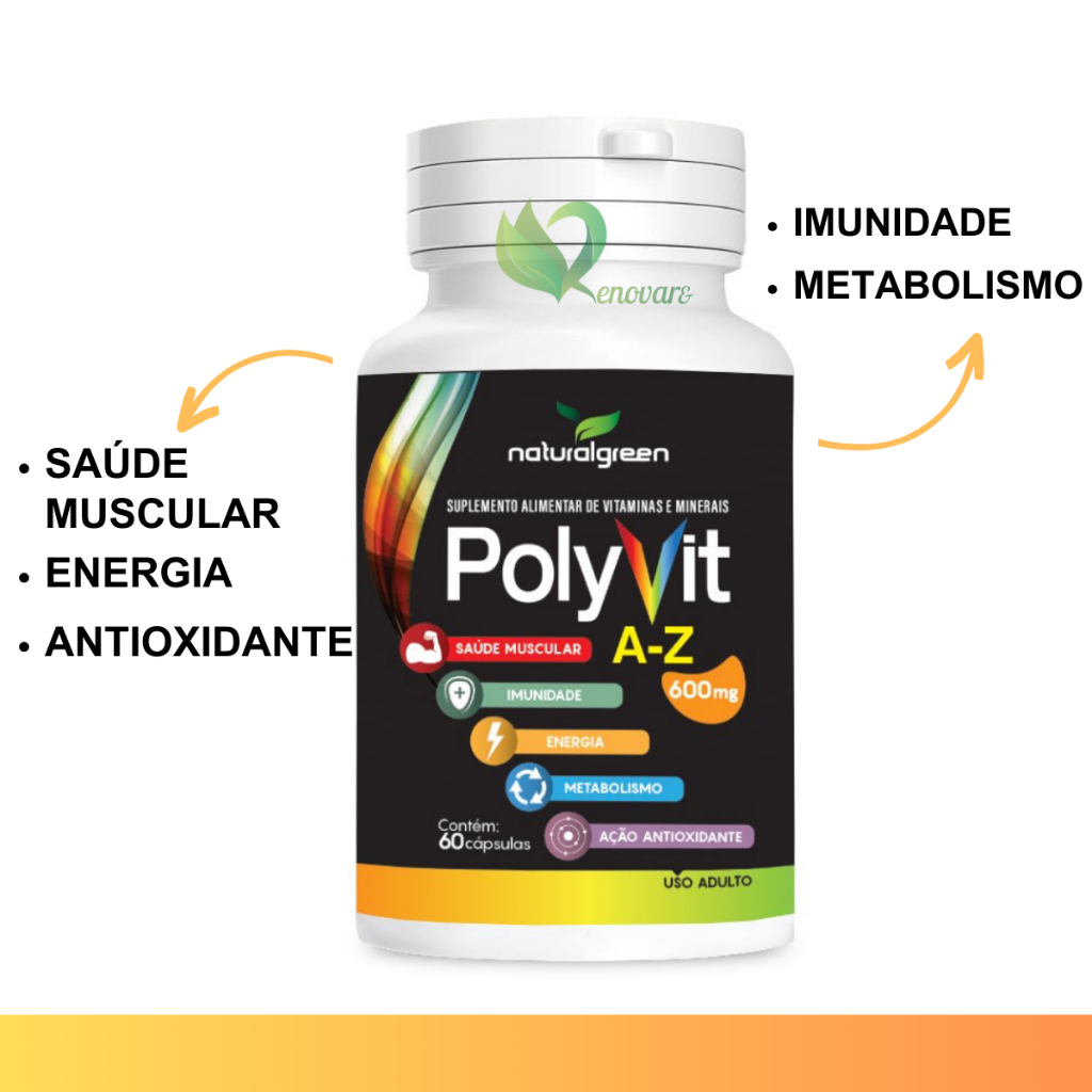POLIVITAMÍNICO e Mineral de A a Z - 600mg - PolyVit | Shopee Brasil