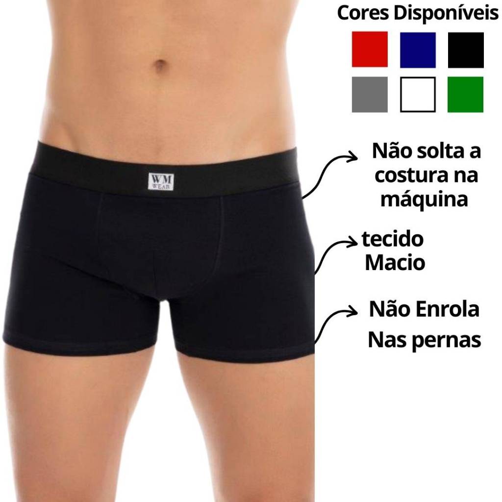 Cueca Box Boxer Lisa Masculina Adulto Algodão Confortável que não ...