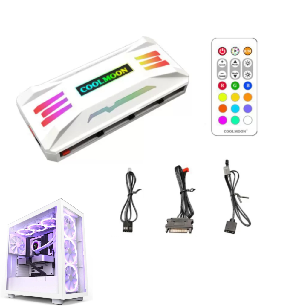 Controladora Argb Hub Coolmoon Rgb 5v 3 Pinos 10 Fans Mw | Shopee Brasil