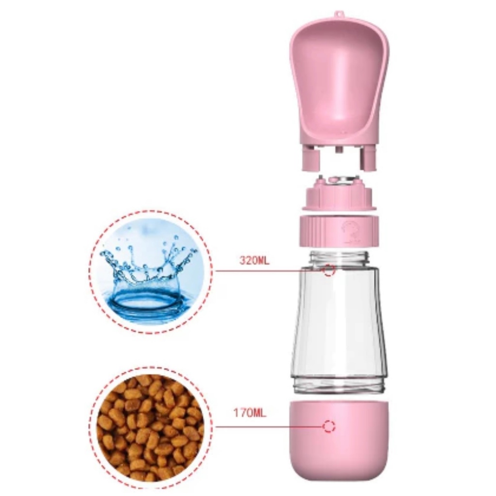 490ML 2 Em 1 Garrafa De Água Portátil Para Gatos Cães E Dispensador Multifuncional | Shopee Brasil